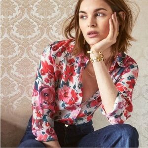 Sezane | Tops | Sezane Pierro Shirt Imprim Fleur Aquarelle Fr36 | Poshmark